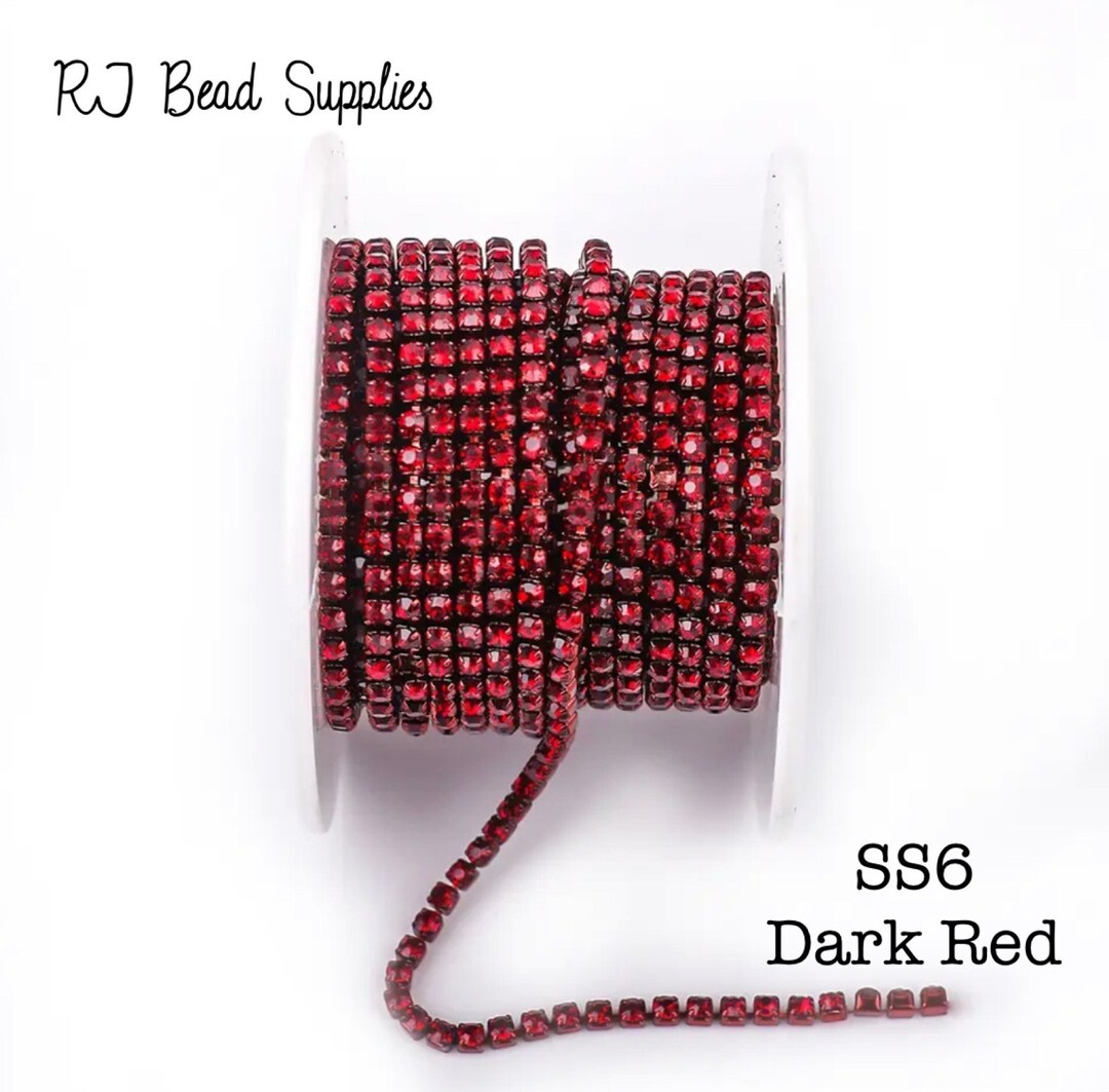 Dark Red Metal Rhinestone Banding, SS6, Dense, Dark Red Rhinestones ...