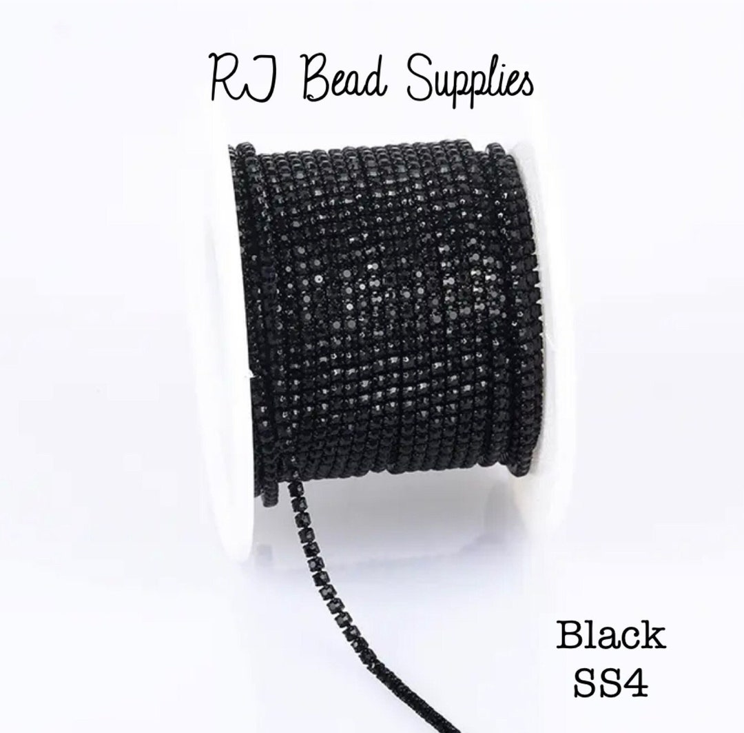 Black Metal Rhinestone Banding, SS4, Dense, Black Rhinestones With ...