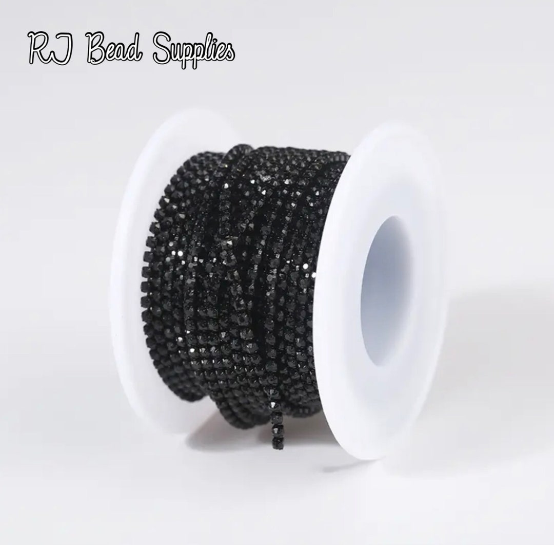 Black Metal Rhinestone Banding, SS6, Dense, Black Rhinestones With ...