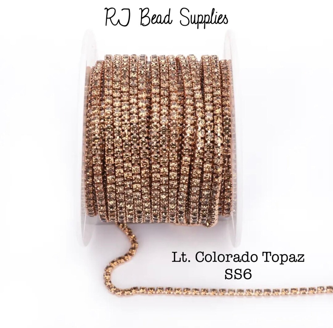 Light Colorado Topaz Metal Rhinestone Banding, SS6 (2mm), Dense, Light ...