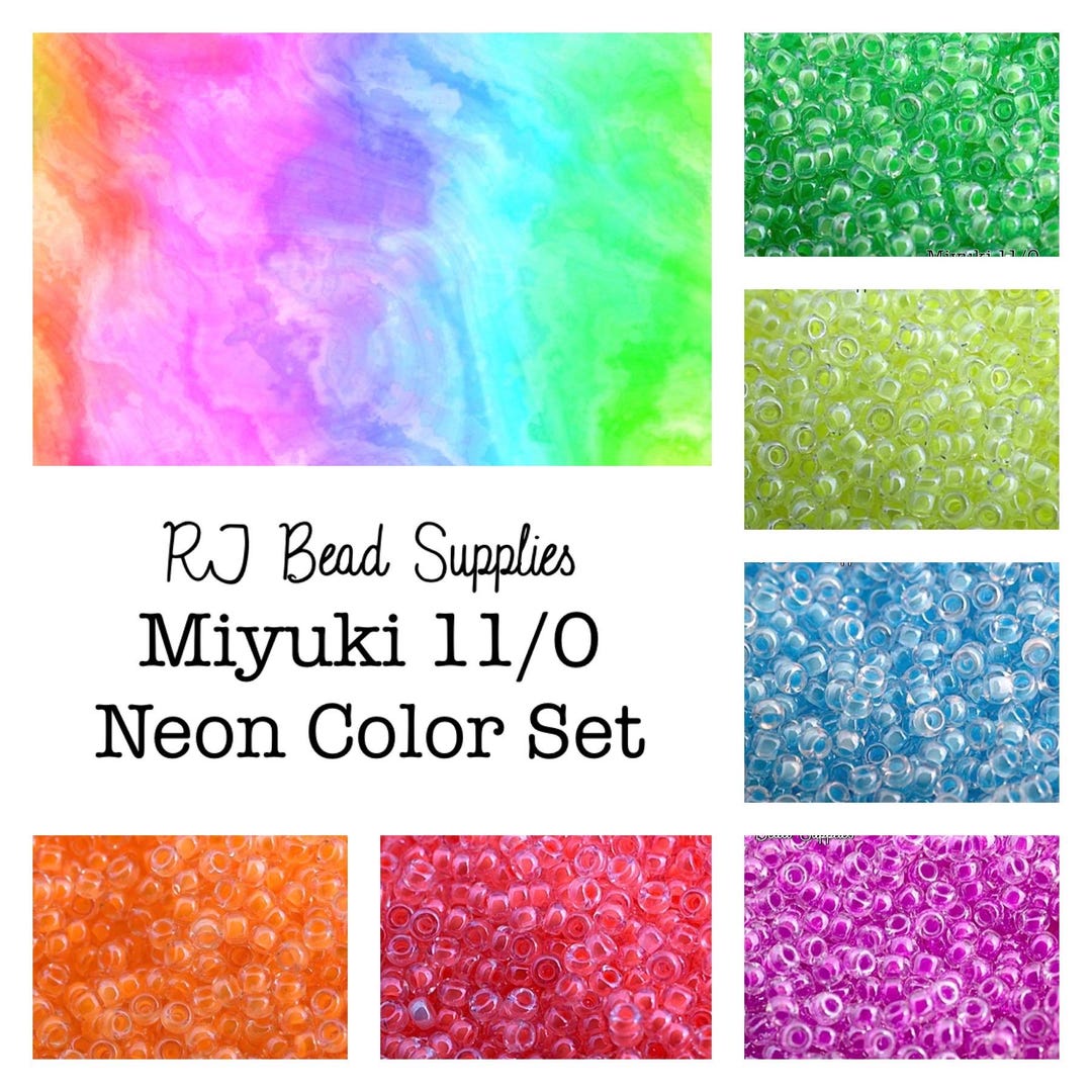 Miyuki Neon Color Set - Miyuki Seed Beads - Set of 6, 22g Vials. Size ...