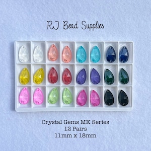 Crystal Gems MK Series - Set of 12 Pairs, 11mm X 18mm, Cabs, Centers ...