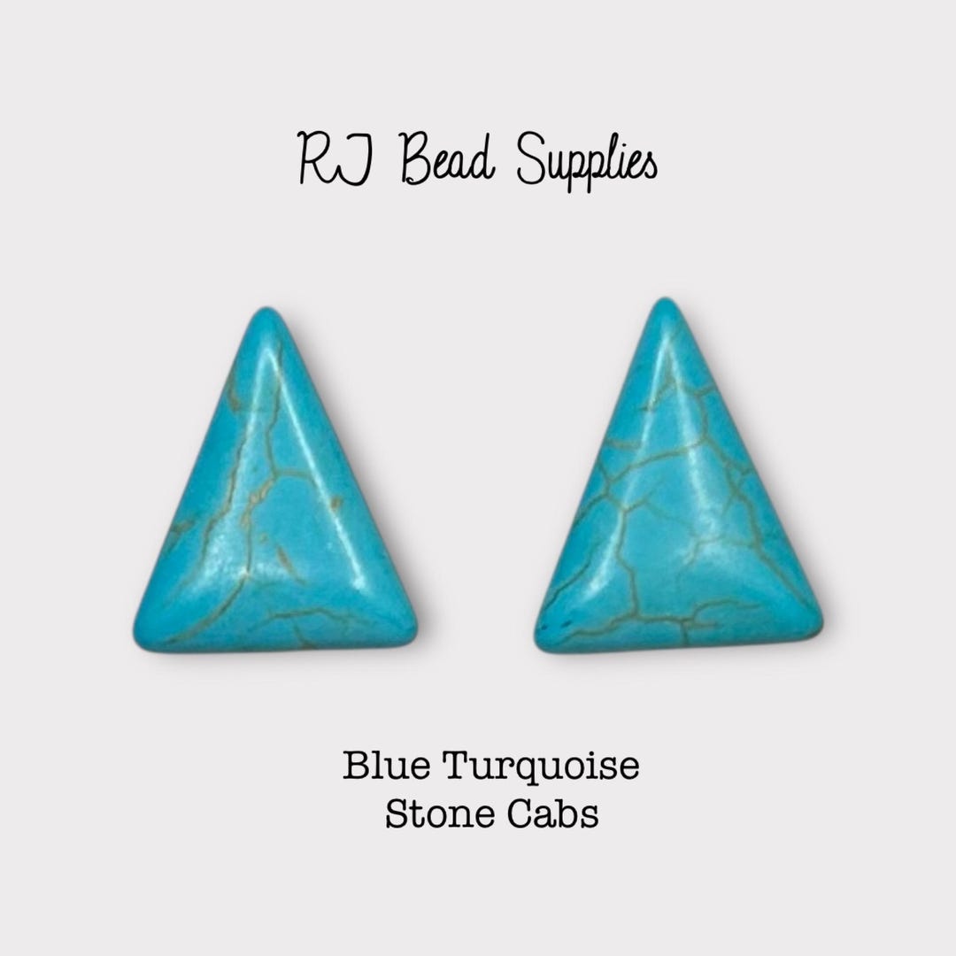Blue Turquoise Stone Cabs. Triangle Shaped. Sold as a Pair. 28mm X 23mm ...