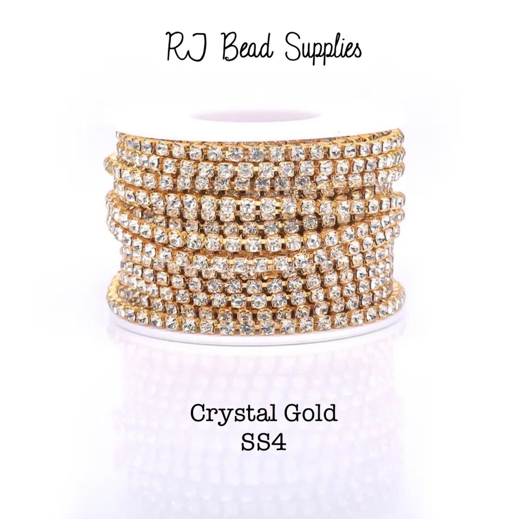 Crystal Gold Metal Rhinestone Banding, SS4, Dense, Crystal Rhinestones ...