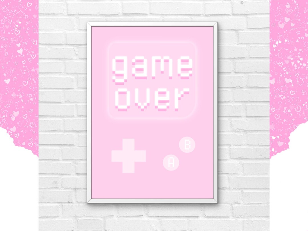 Game Over on Retro Console Silk Poster Original Print, Pink Wall Art ...