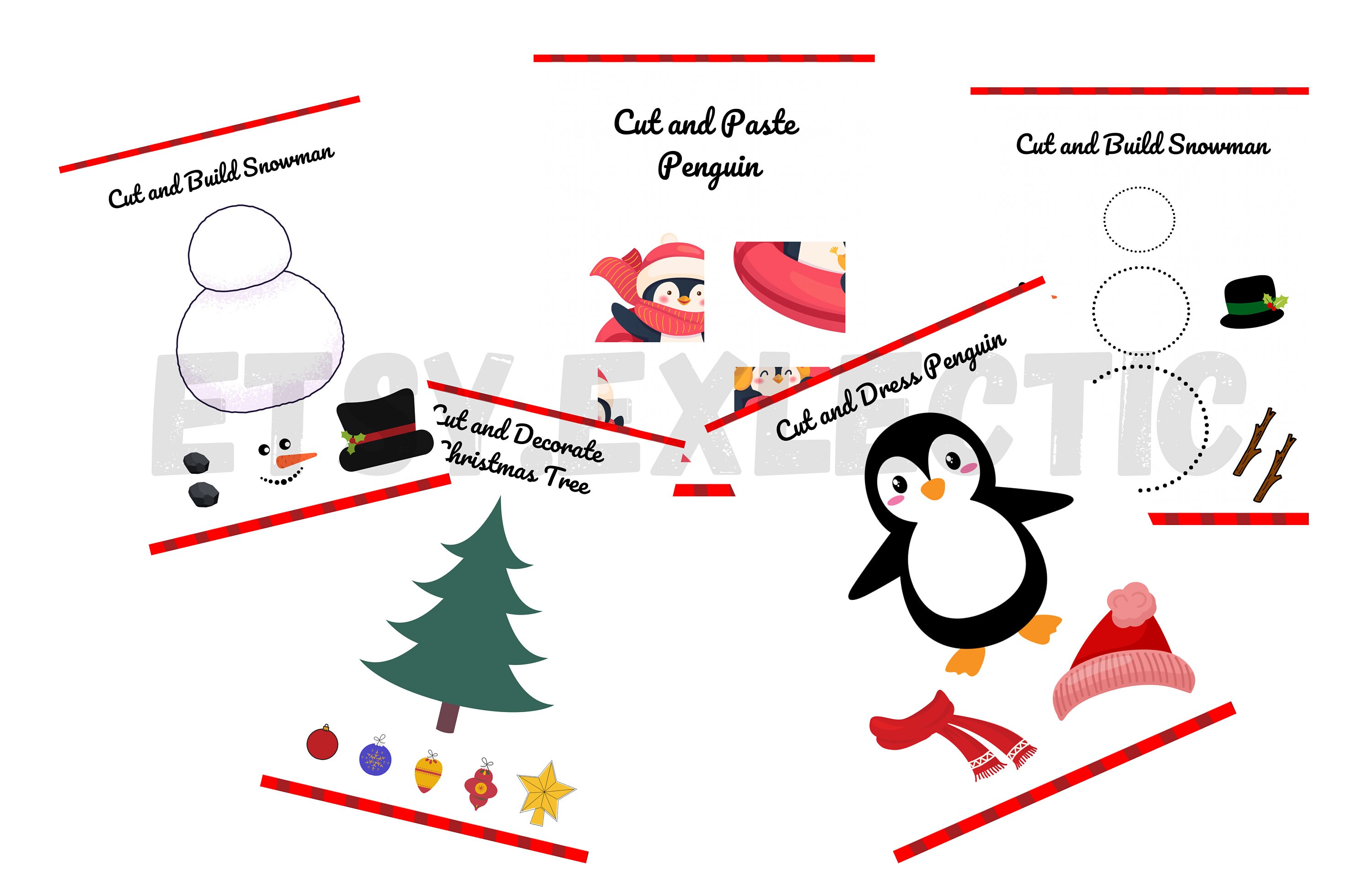 Winter Pre-school Cut and Paste, Pre-k Cut and Paste, Preschool ...
