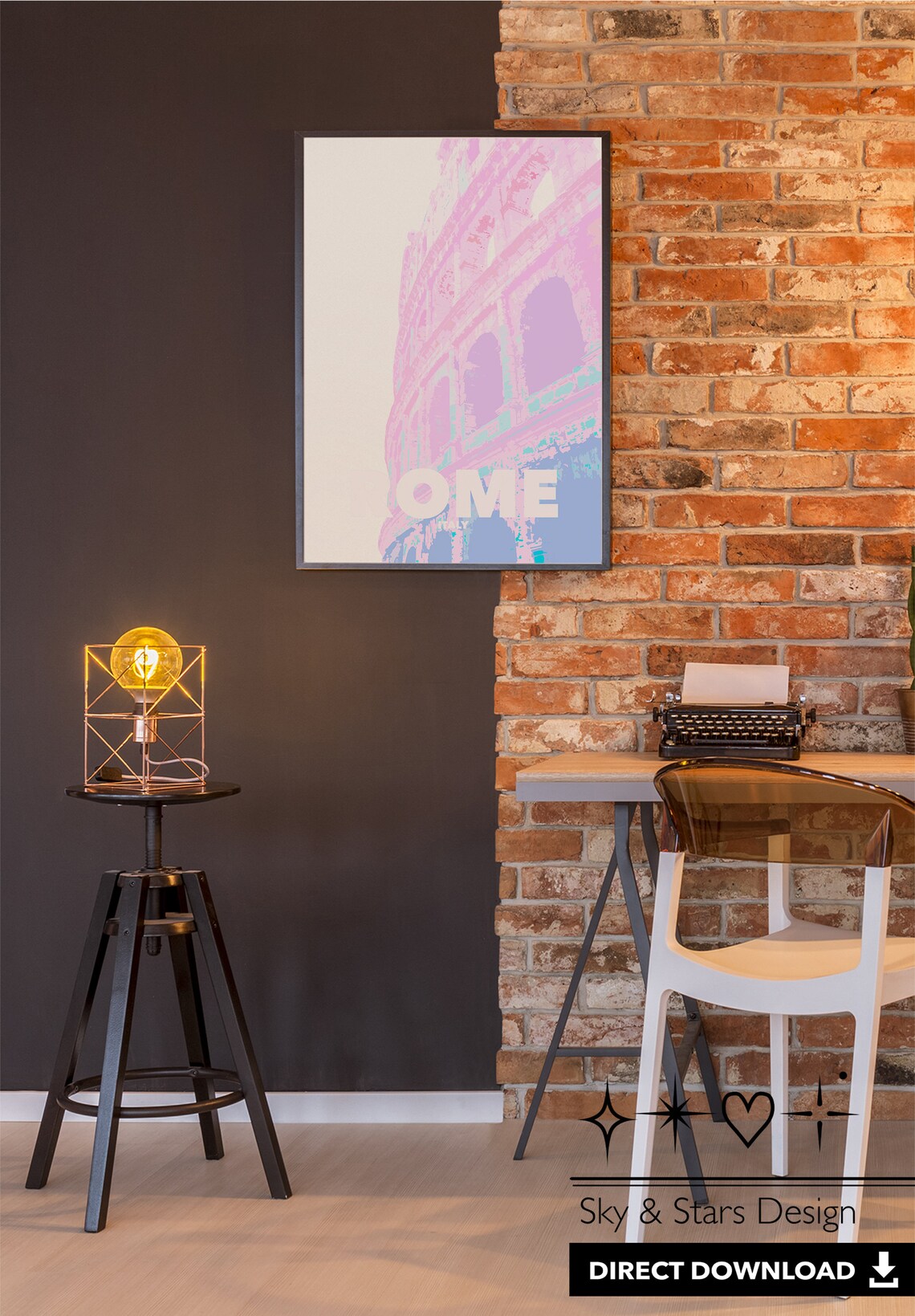 Digital Wall Art of Colosseum in Rome, Italy, Europe, City, Pastels ...