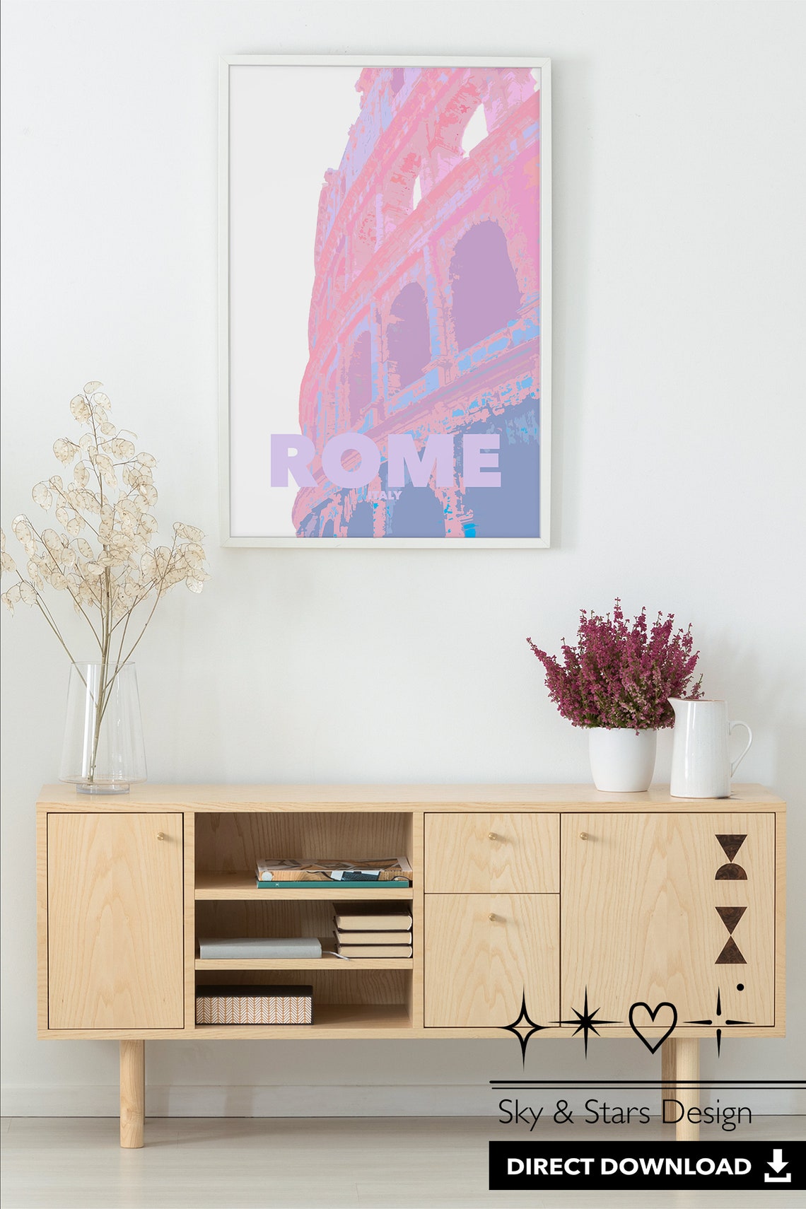 Digital Wall Art of Colosseum in Rome, Italy, Europe, City, Pastels ...