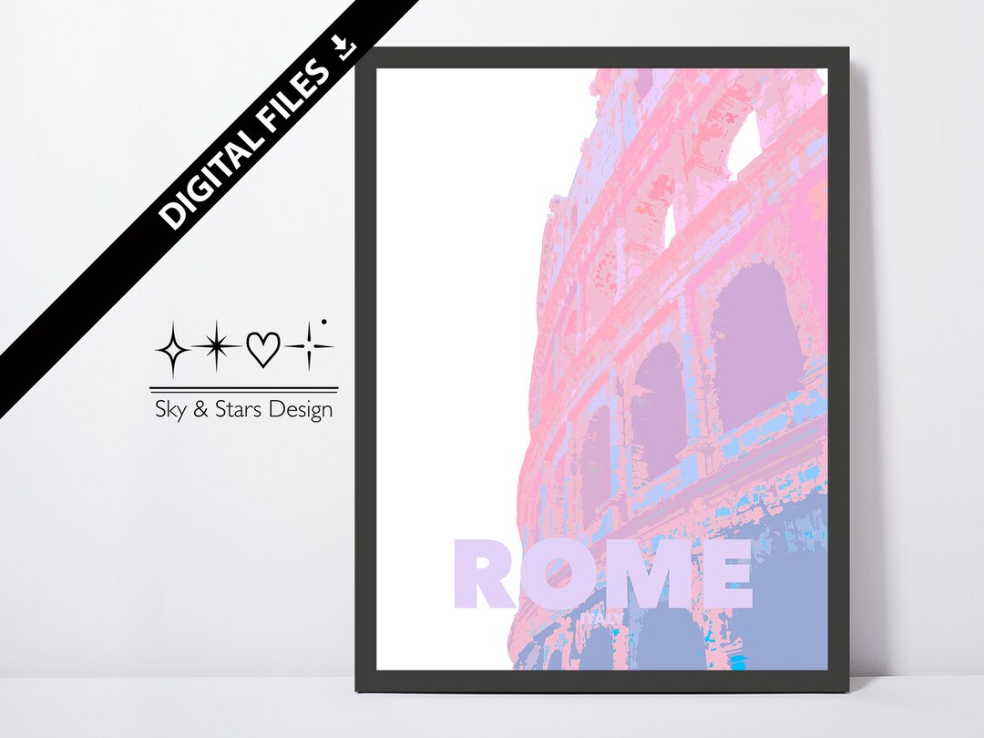Digital Wall Art of Colosseum in Rome, Italy, Europe, City, Pastels ...