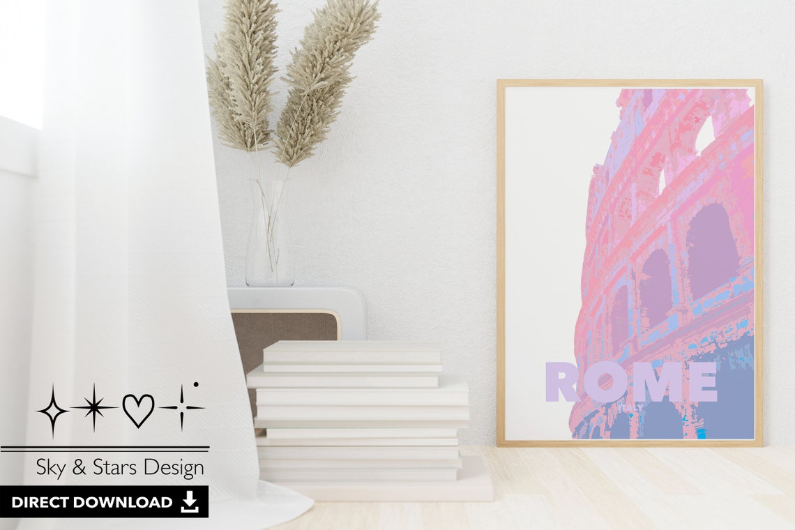 Digital Wall Art of Colosseum in Rome, Italy, Europe, City, Pastels ...