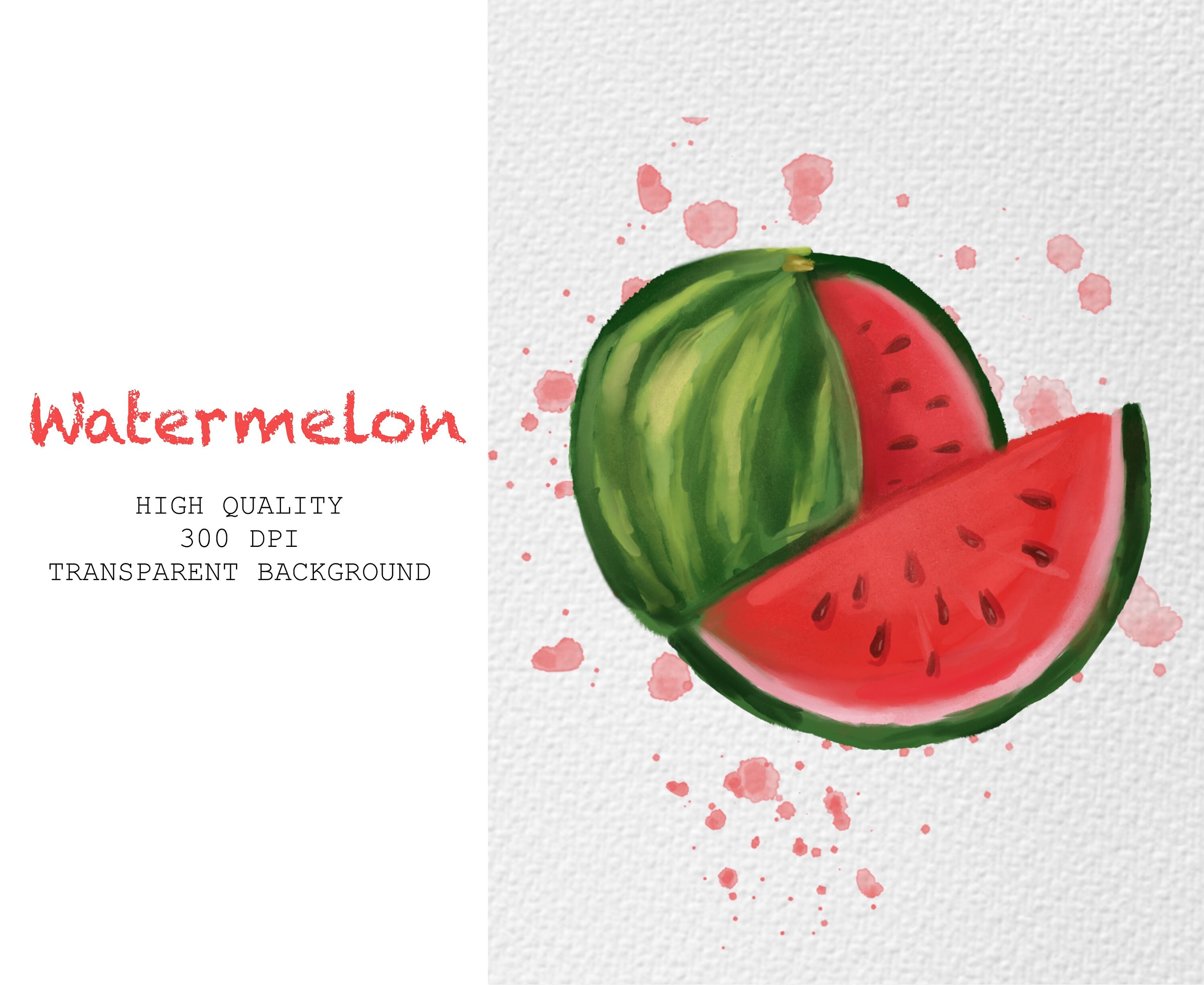 Watermelon Clipart, Watercolour Watermelon Illustration, Watercolour ...