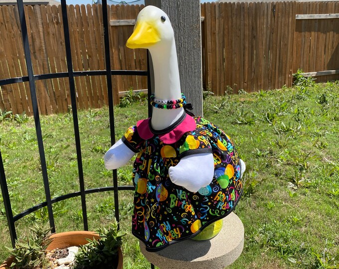 Lawn Goose Dress Outfit Happy Birthday Shirt Necklace Concrete Porch ...