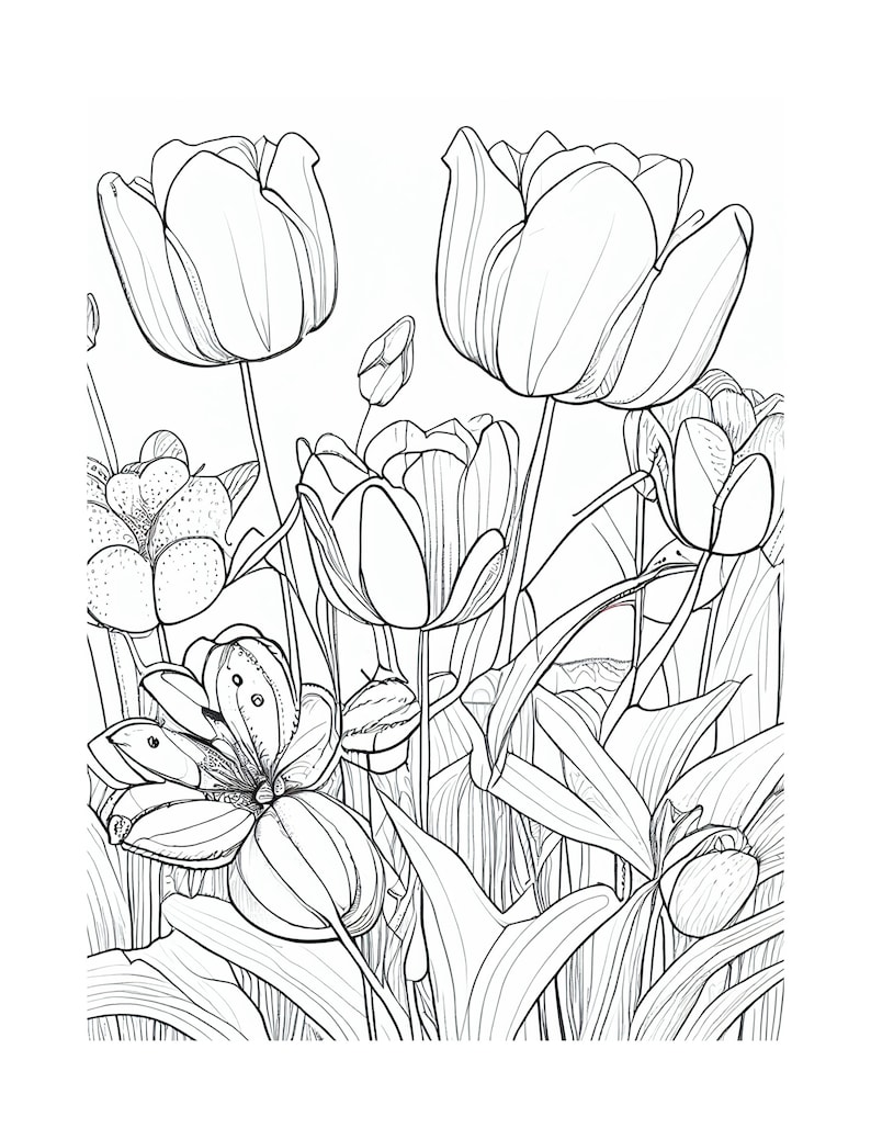 Over 100 Flowers Coloring Book Pages. Printable PDF Downloads. for ...