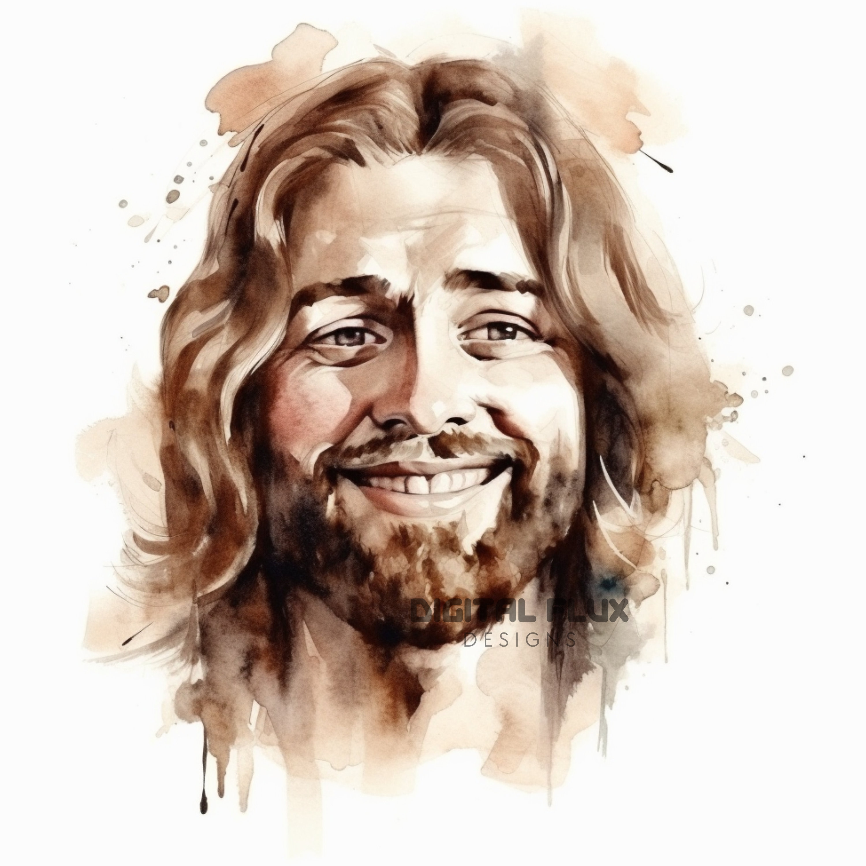 Five Images. Smiling Jesus in Watercolor. Digital PNG Download ...