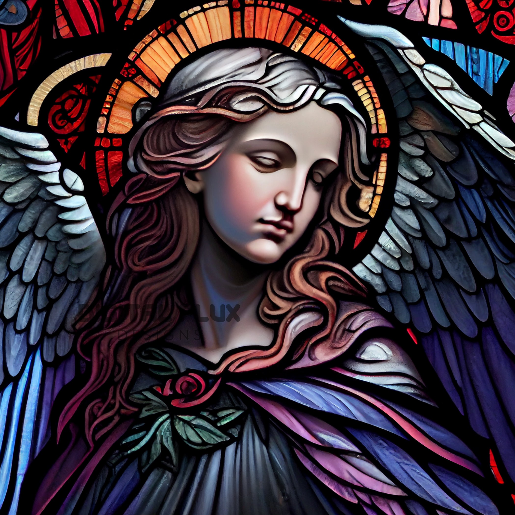 Angels in Stained Glass Digital PNG Art. Set of 5. Instant Download ...