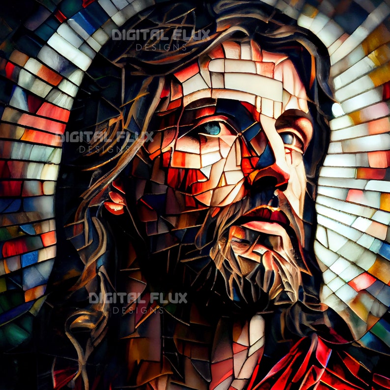 Five Images. Jesus Christ Stained Glass Art Digital PNG Download ...