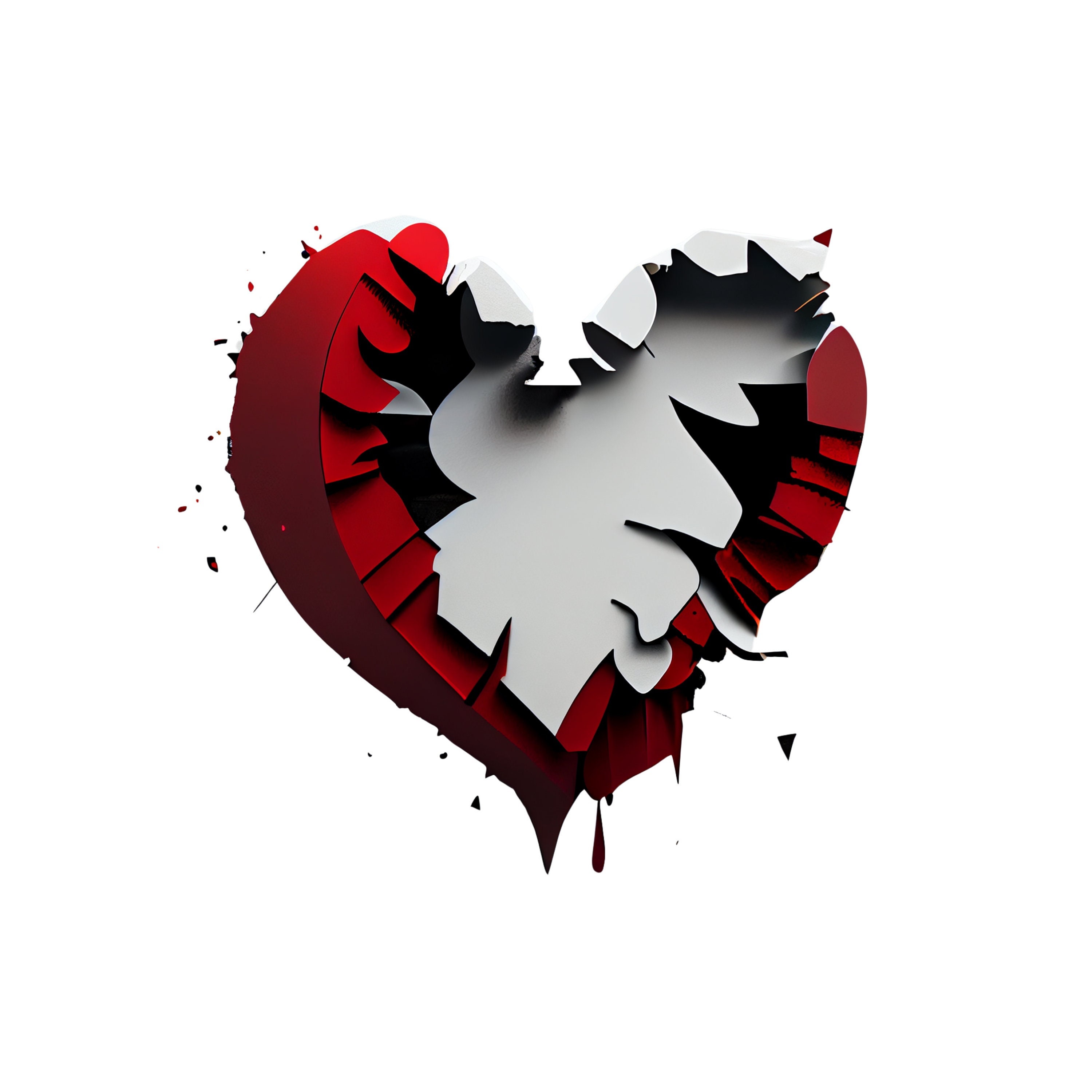 Hollow, Red and Black Broken Heart. Digital Download. - Etsy