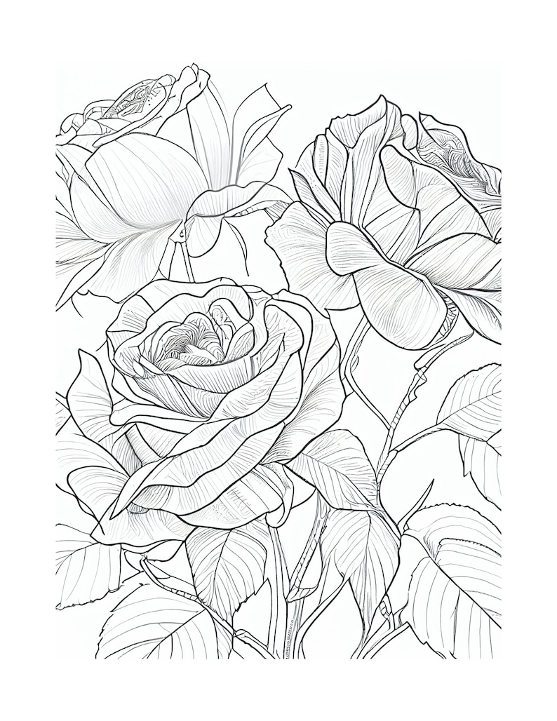 Over 100 Flowers Coloring Book Pages. Printable PDF Downloads. for ...