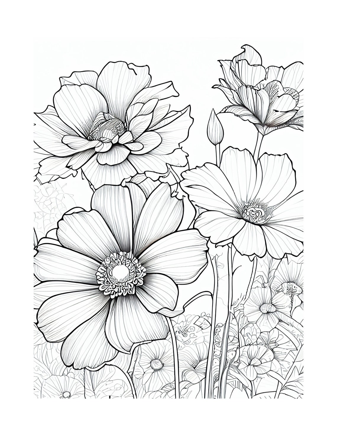 Over 100 Flowers Coloring Book Pages. Printable PDF Downloads. for ...