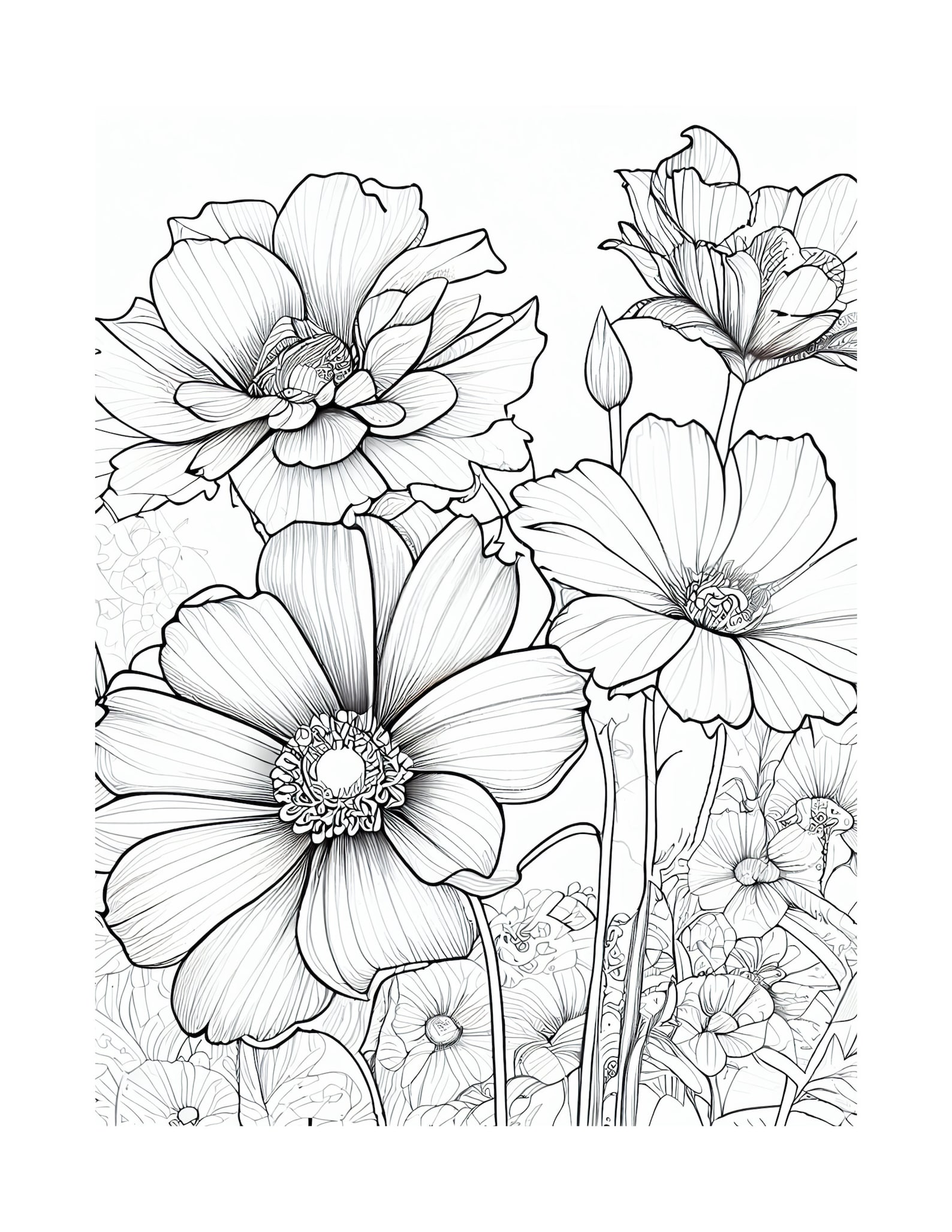 Over 100 Flowers Coloring Book Pages. Printable PDF Downloads. for ...