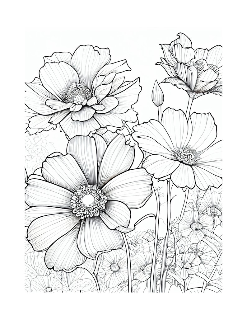 Over 100 Flowers Coloring Book Pages. Printable PDF Downloads. for ...