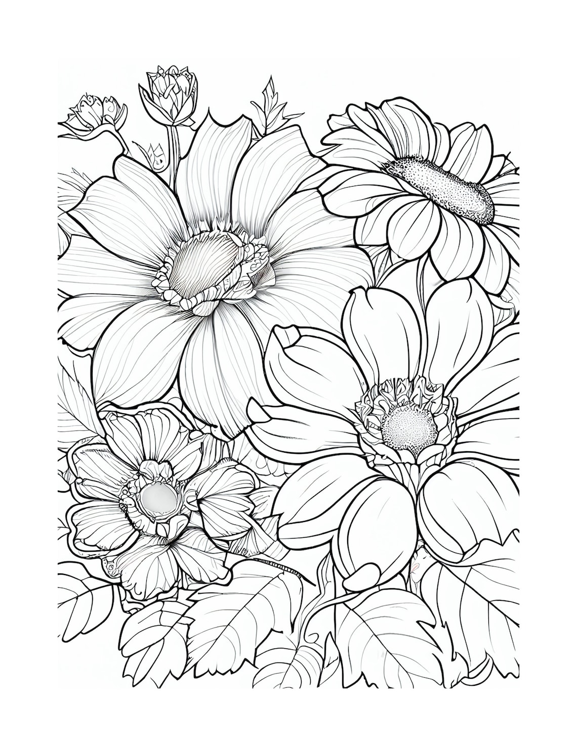 Over 100 Flowers Coloring Book Pages. Printable PDF Downloads. for ...