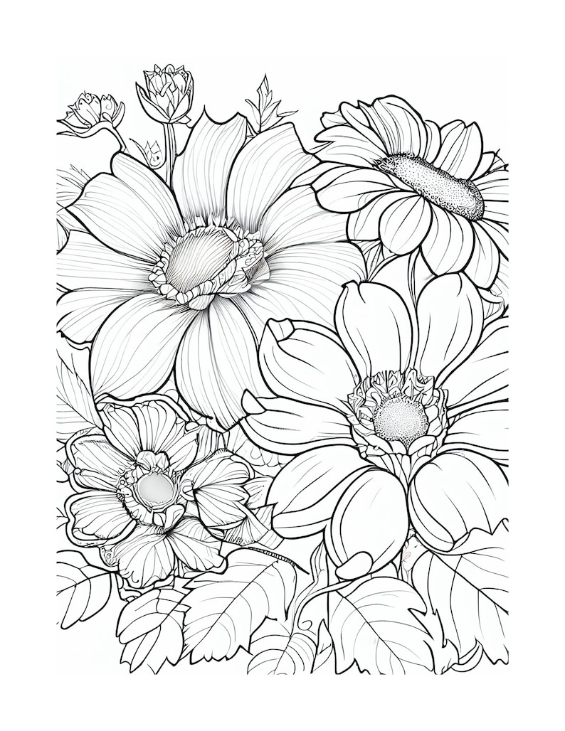 Over 100 Flowers Coloring Book Pages. Printable PDF Downloads. for ...