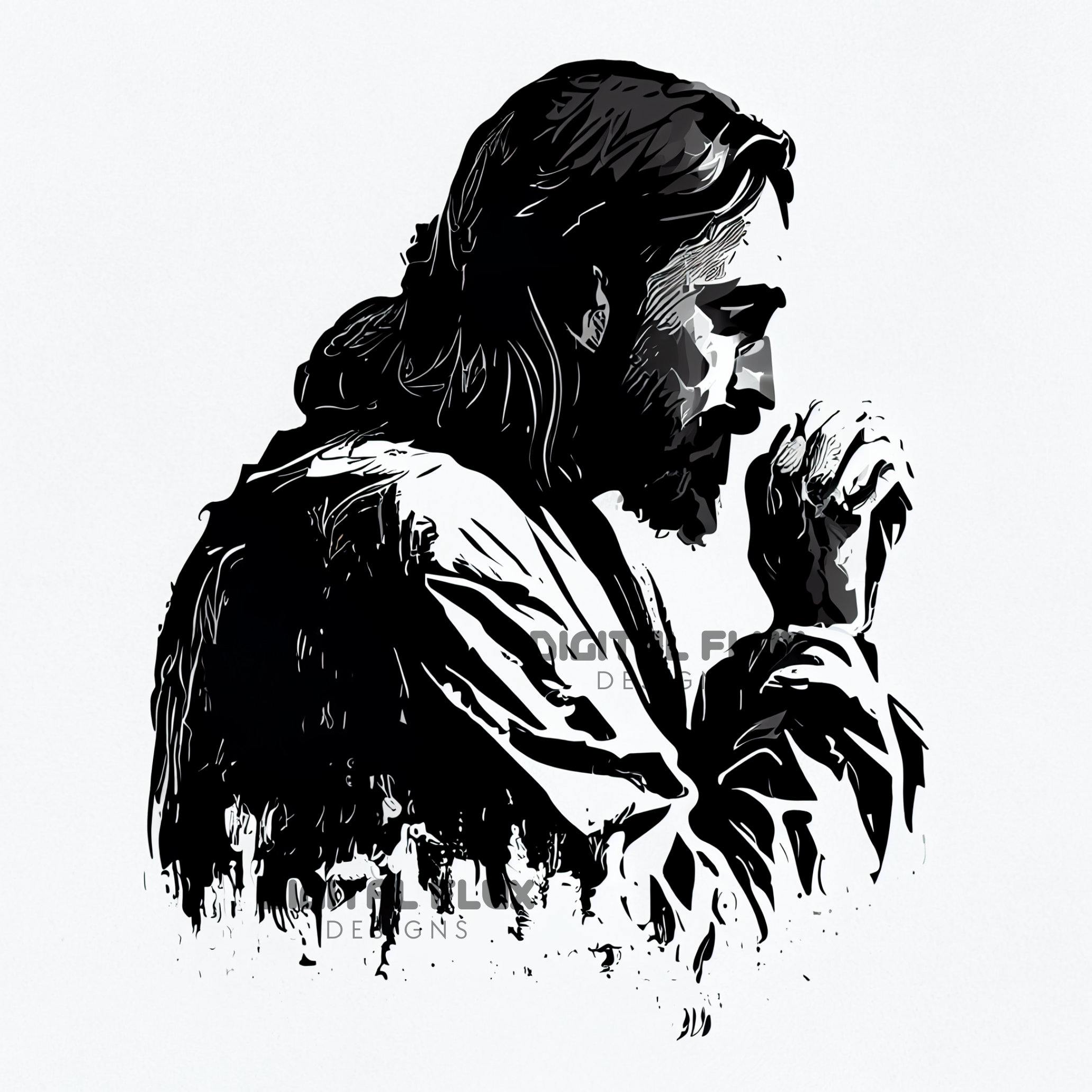 Set of 5 Jesus Praying. PNG Instant Download. - Etsy