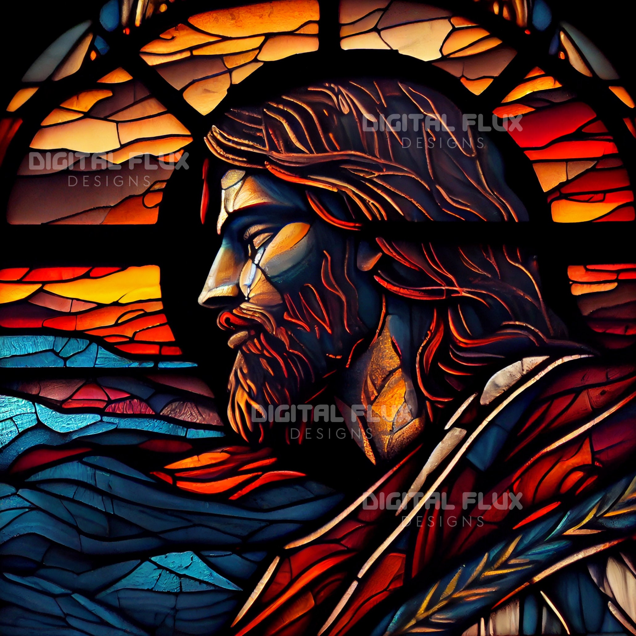Five Images. Jesus Christ Stained Glass Art Digital PNG Download ...