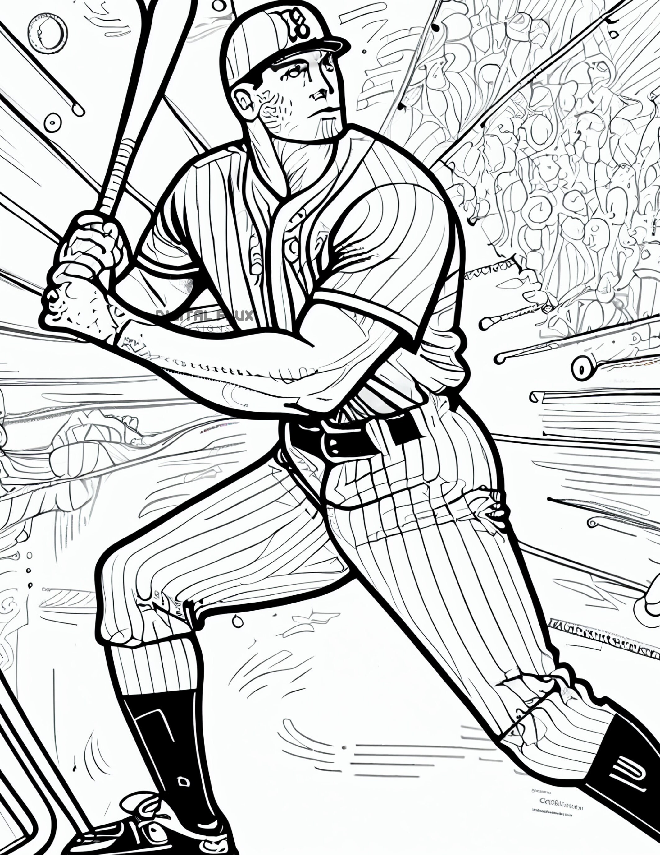 Printable Baseball Coloring Pages. Instant Download PDF. 20 Pages. Kids ...