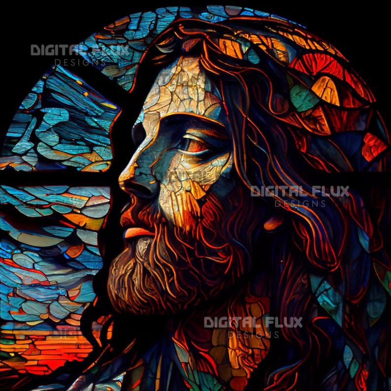 Five Images. Jesus Christ Stained Glass Art Digital PNG Download ...