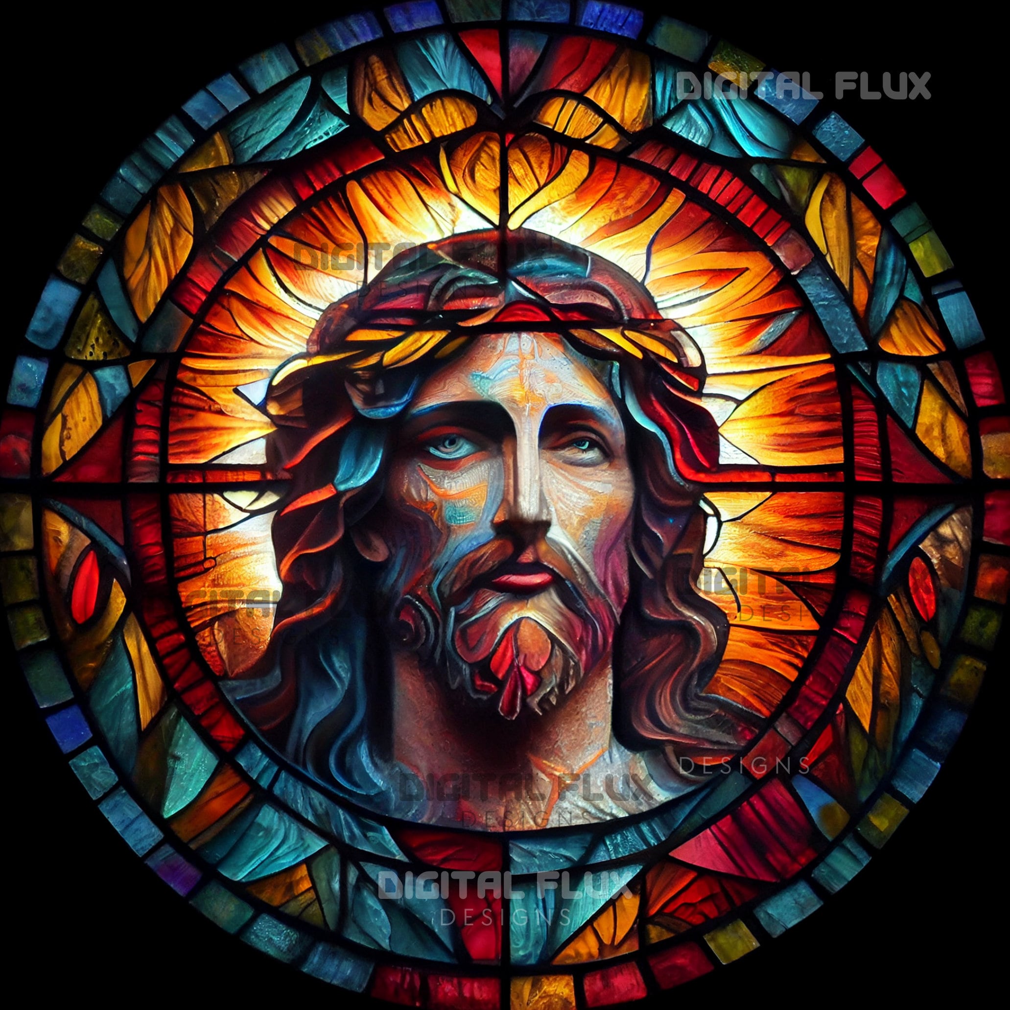 Five Images. Jesus Christ Stained Glass Art Digital PNG Download ...