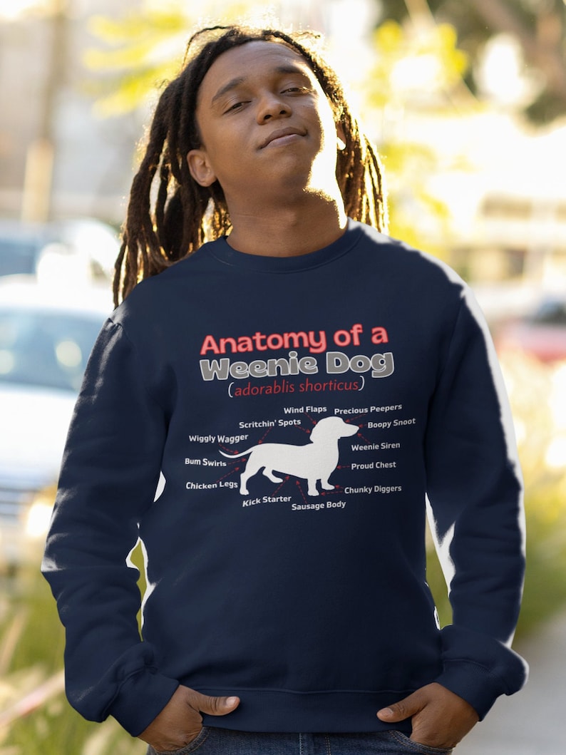 Anatomy of a Weenie Dog, Silhouette Dachshund With Humorous Part Labels ...