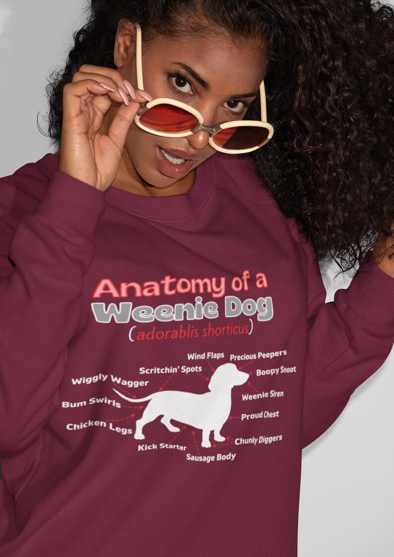 Anatomy of a Weenie Dog, Silhouette Dachshund With Humorous Part Labels ...