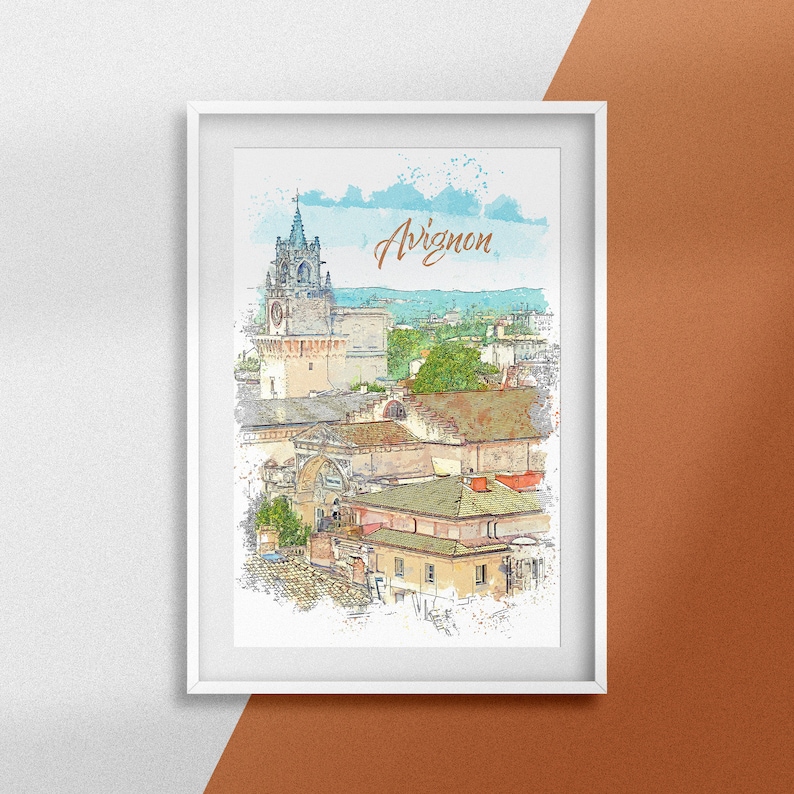 Avignon Poster Provence Poster Medieval City Illustration South of ...