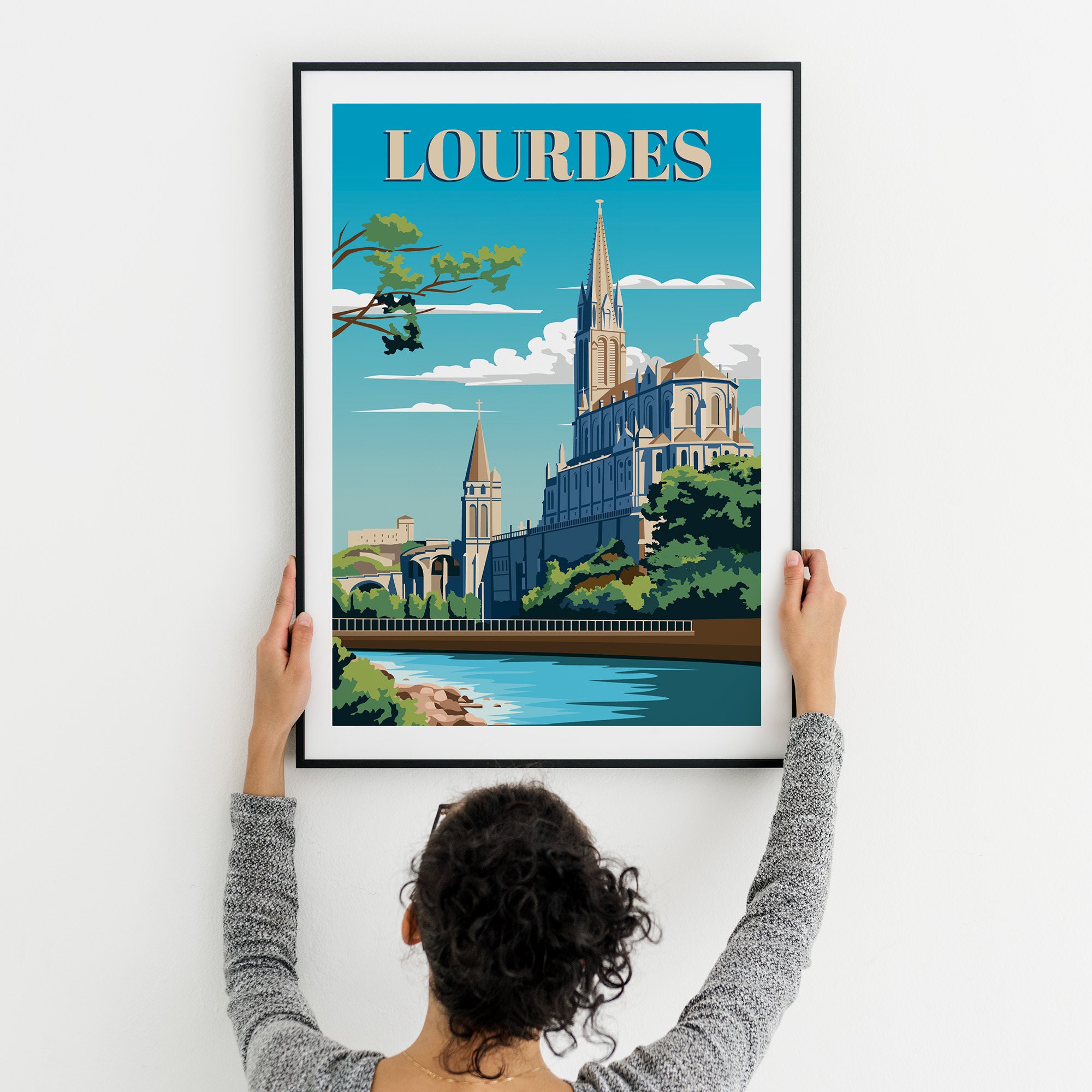Lourdes Poster Poster Sanctuary of Our Lady of Lourdes Souvenir Travel ...