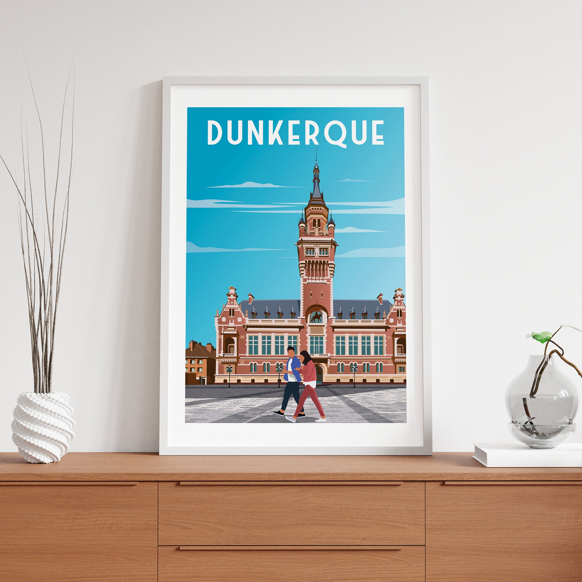 Dunkirk Poster North Poster Travel Souvenir Dunkirk Town Hall ...