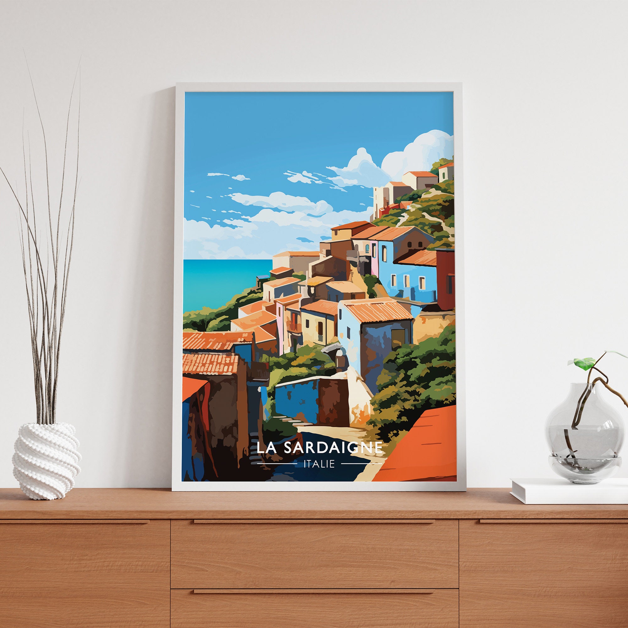 Sardinien Poster Italien Poster Souvenir Bosa Mittelmeer Dekoration ...