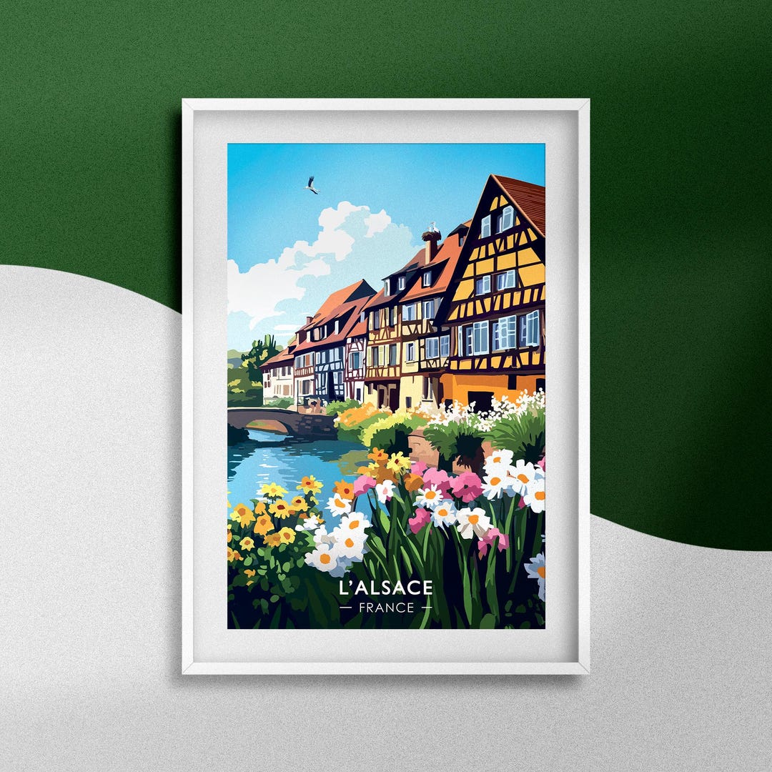 Alsace Poster Grand Est Travel Souvenir Bas-rhin Decoration Storks ...