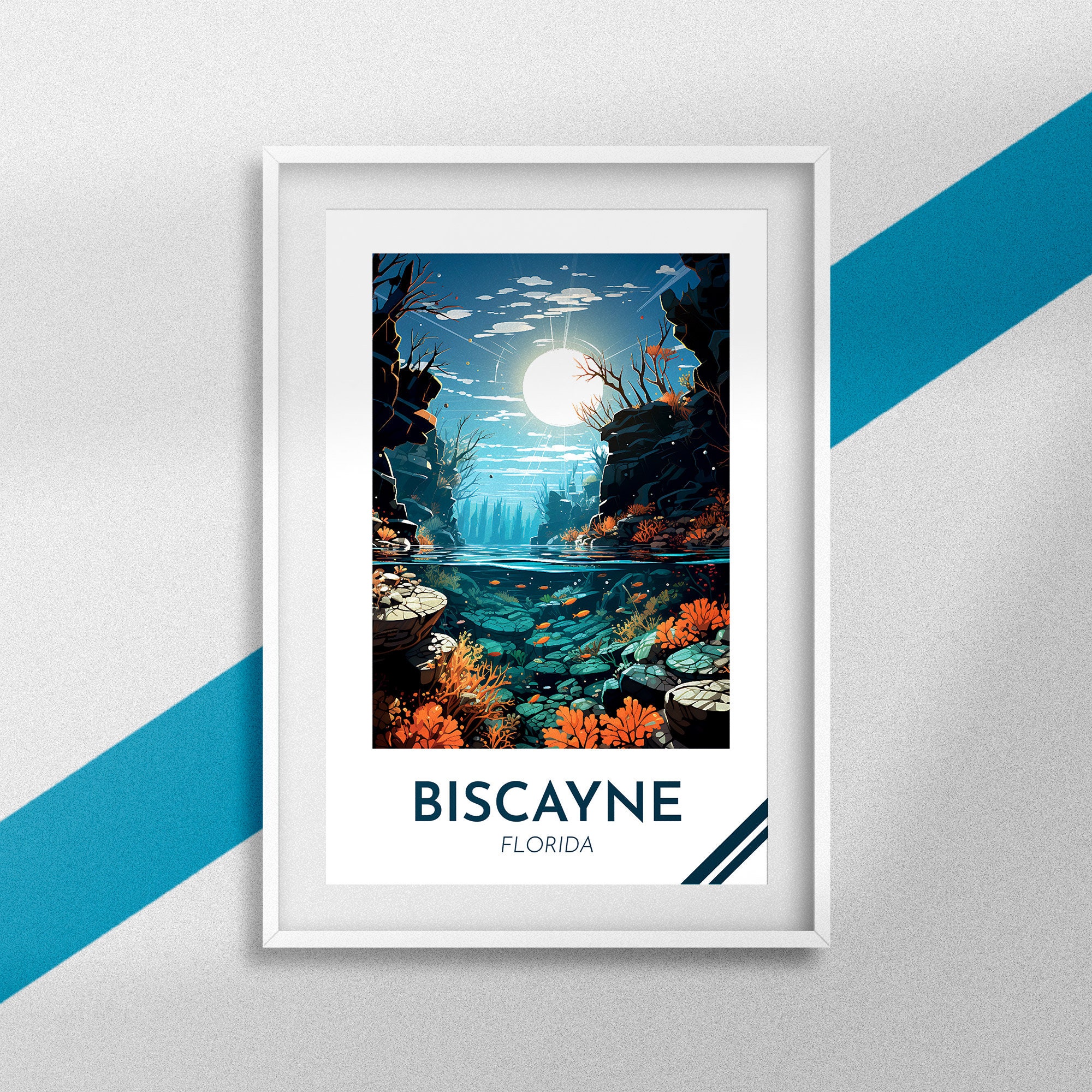 Biscayne Poster National Park Poster Florida America Print USA Sea ...