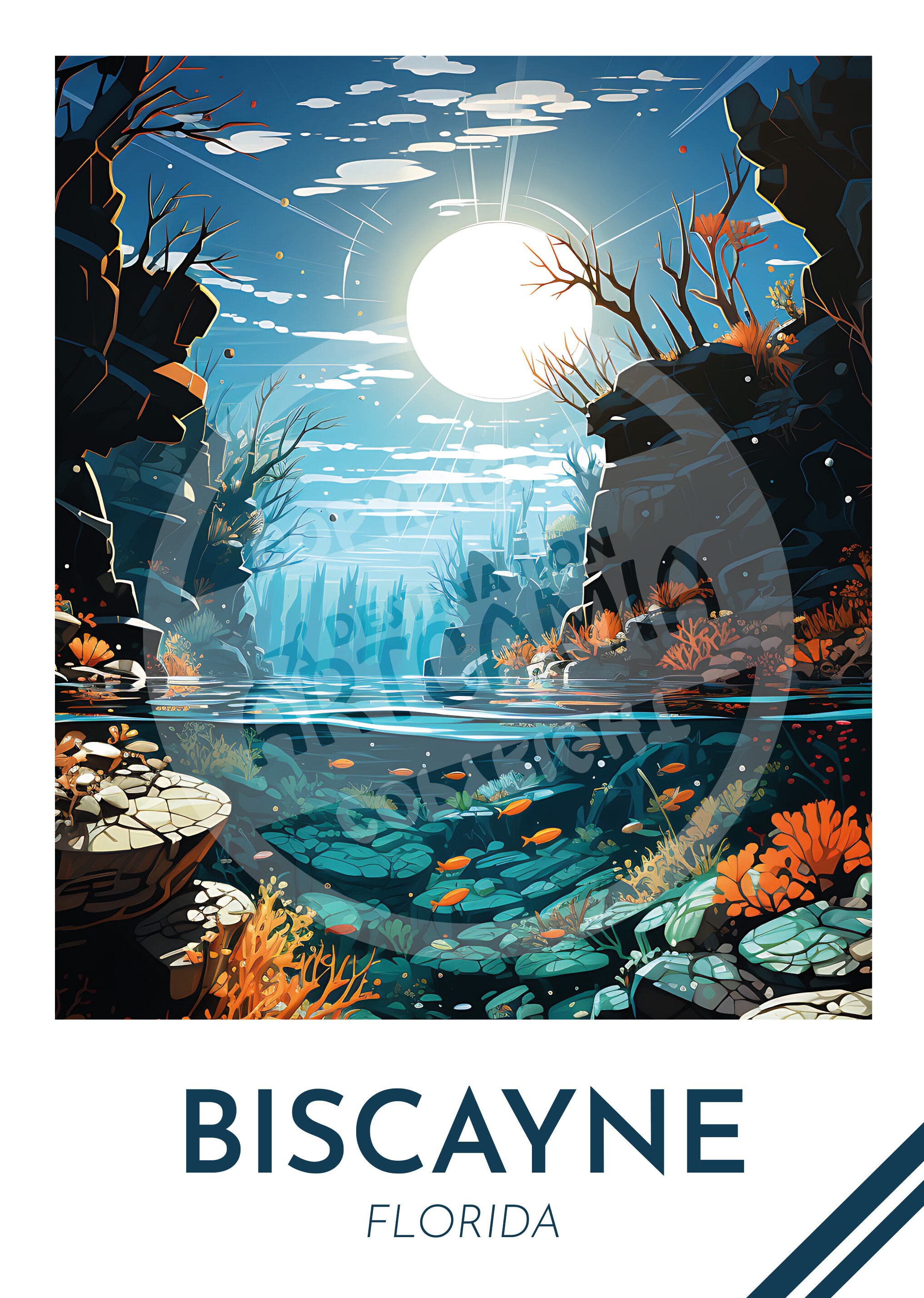 Biscayne Poster National Park Poster Florida America Print USA Sea ...