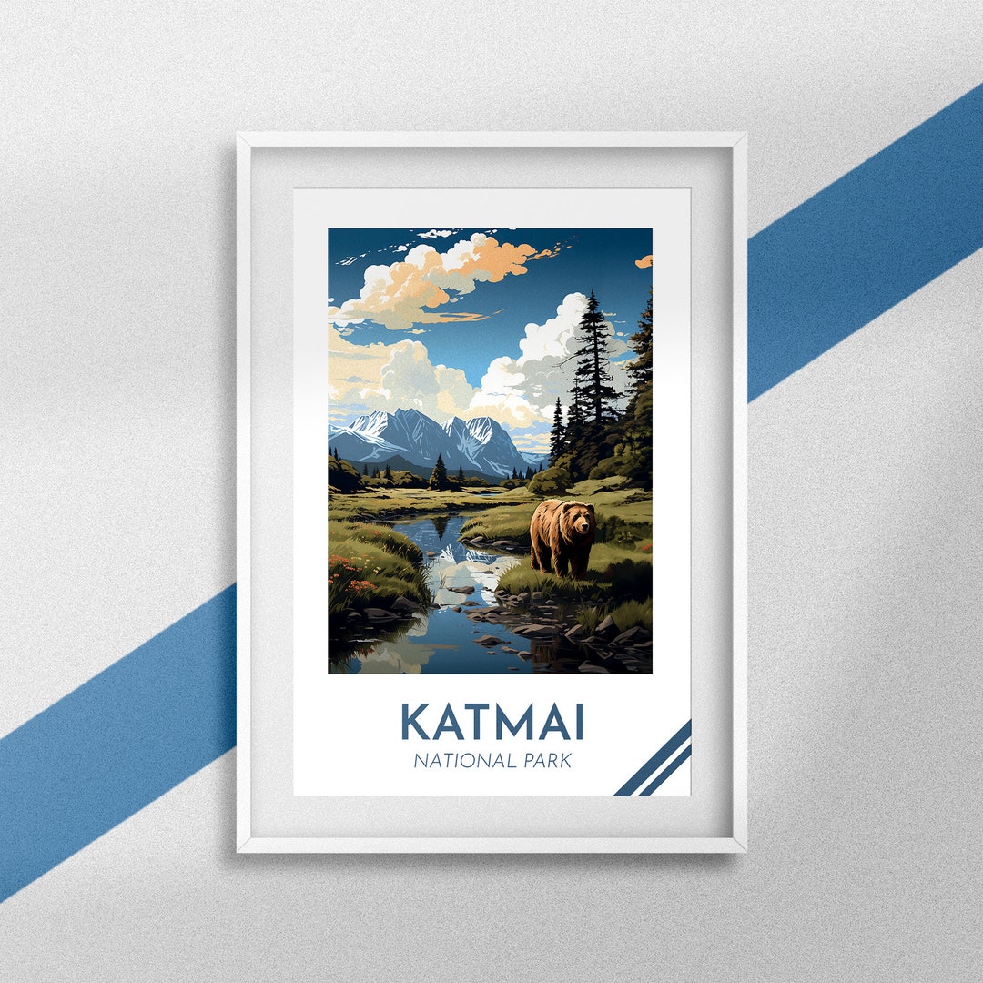 Katmai National Park Poster American Natural Park Poster Alaska Print ...