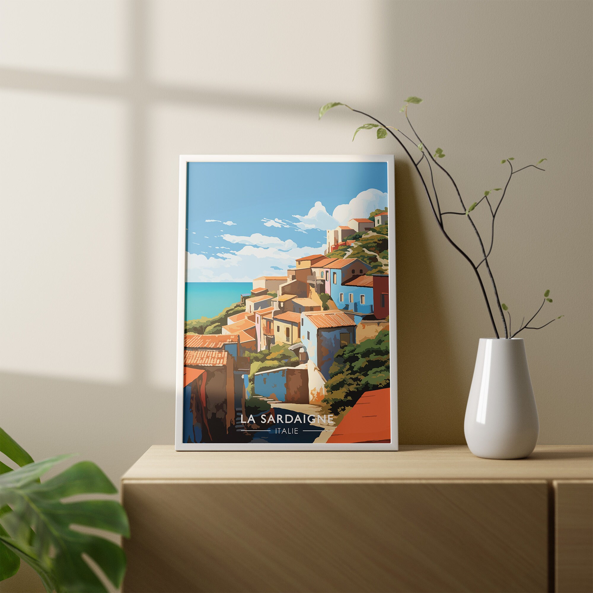 Sardinien Poster Italien Poster Souvenir Bosa Mittelmeer Dekoration ...