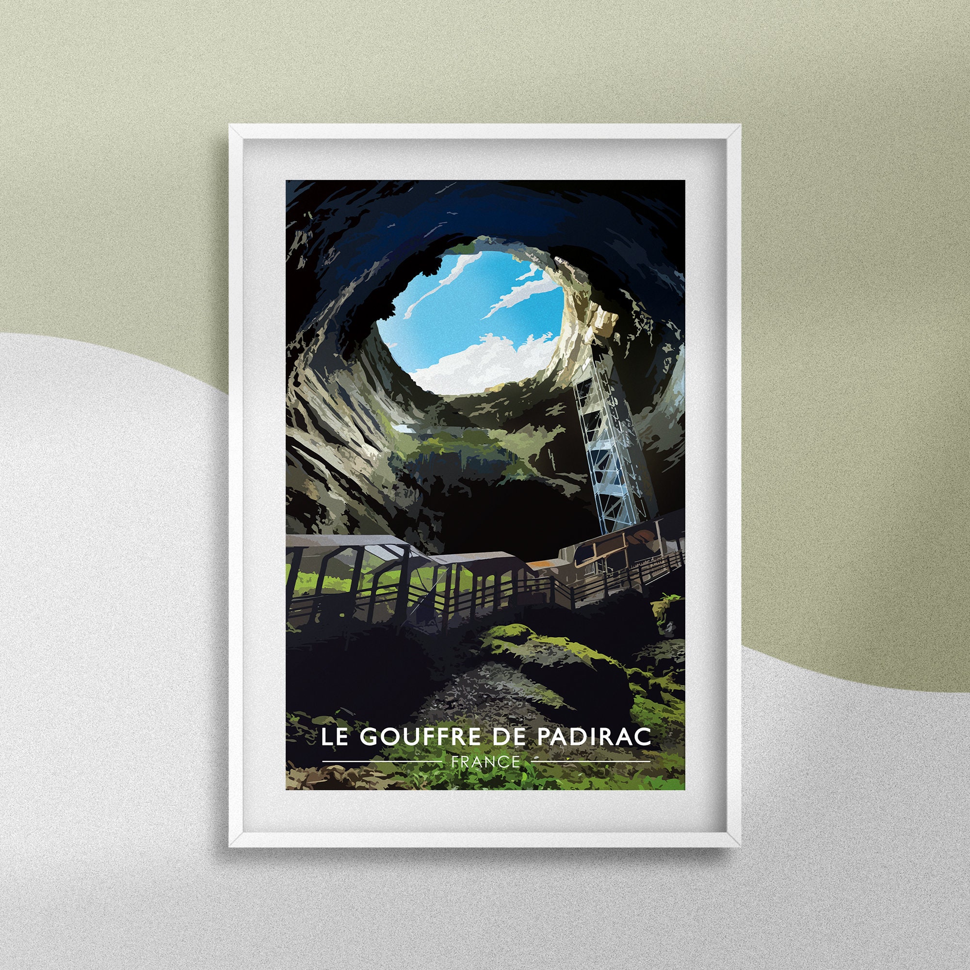 Padirac Chasm Poster Illustration Lot France Poster Natural Cavity ...