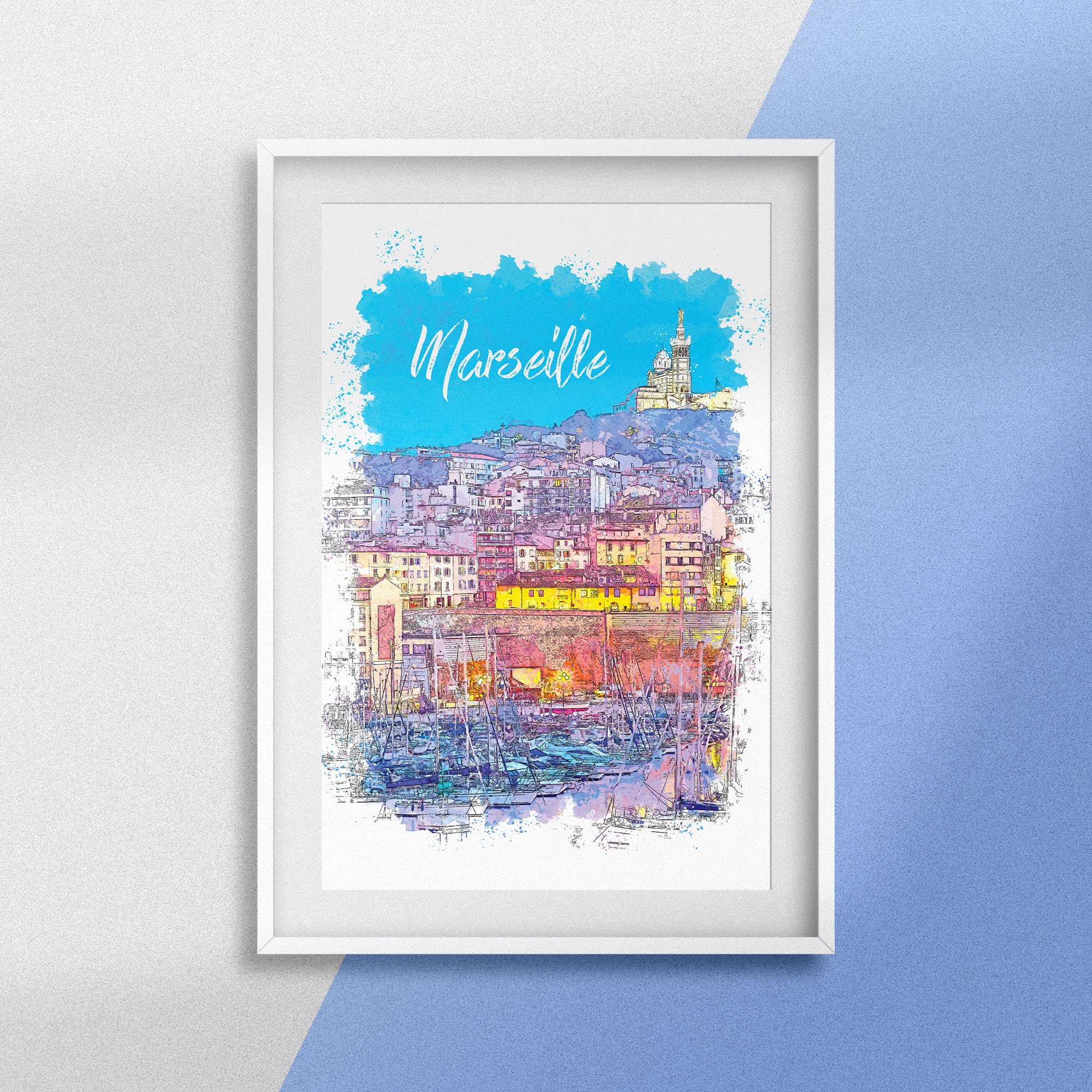 Marseille Poster Old Port Poster Illustration South of France Travel ...