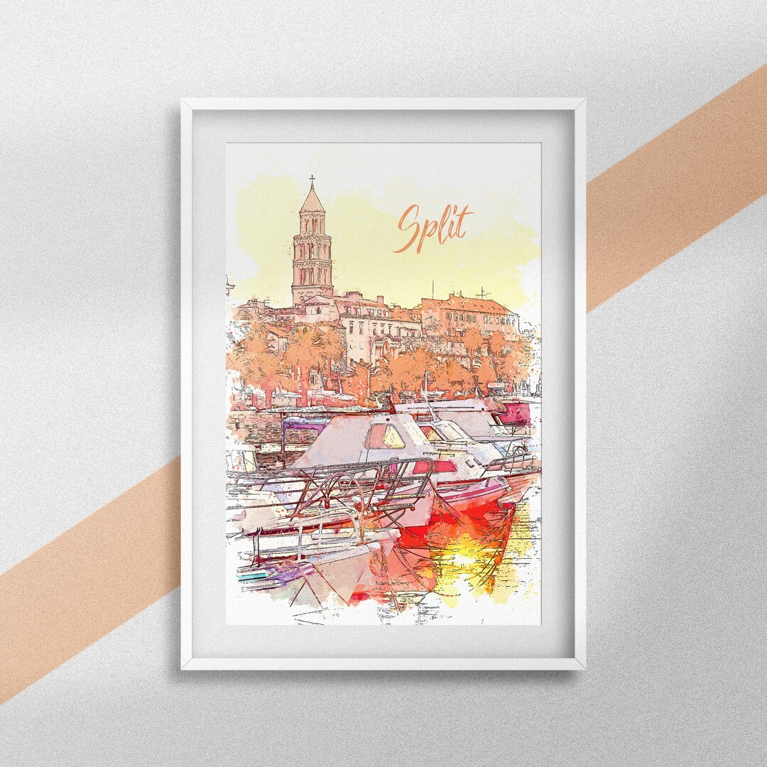 Affiche Split Poster Croatie Dessin Urbain Idée Cadeau Croatie Impression Split Cadeau Split ...
