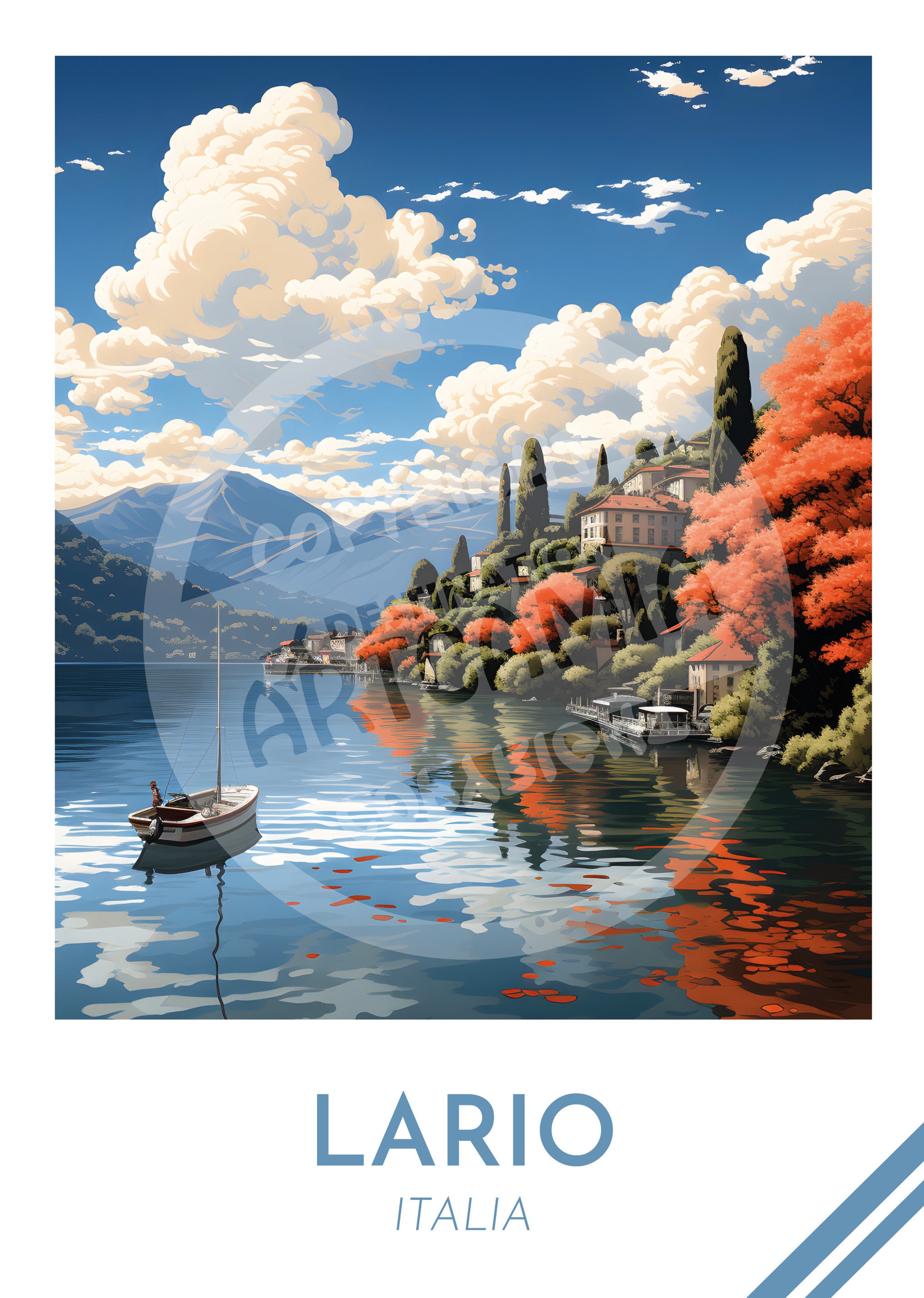 Lake Como Poster Italy Poster Como Print Souvenir Lake Como Lario ...