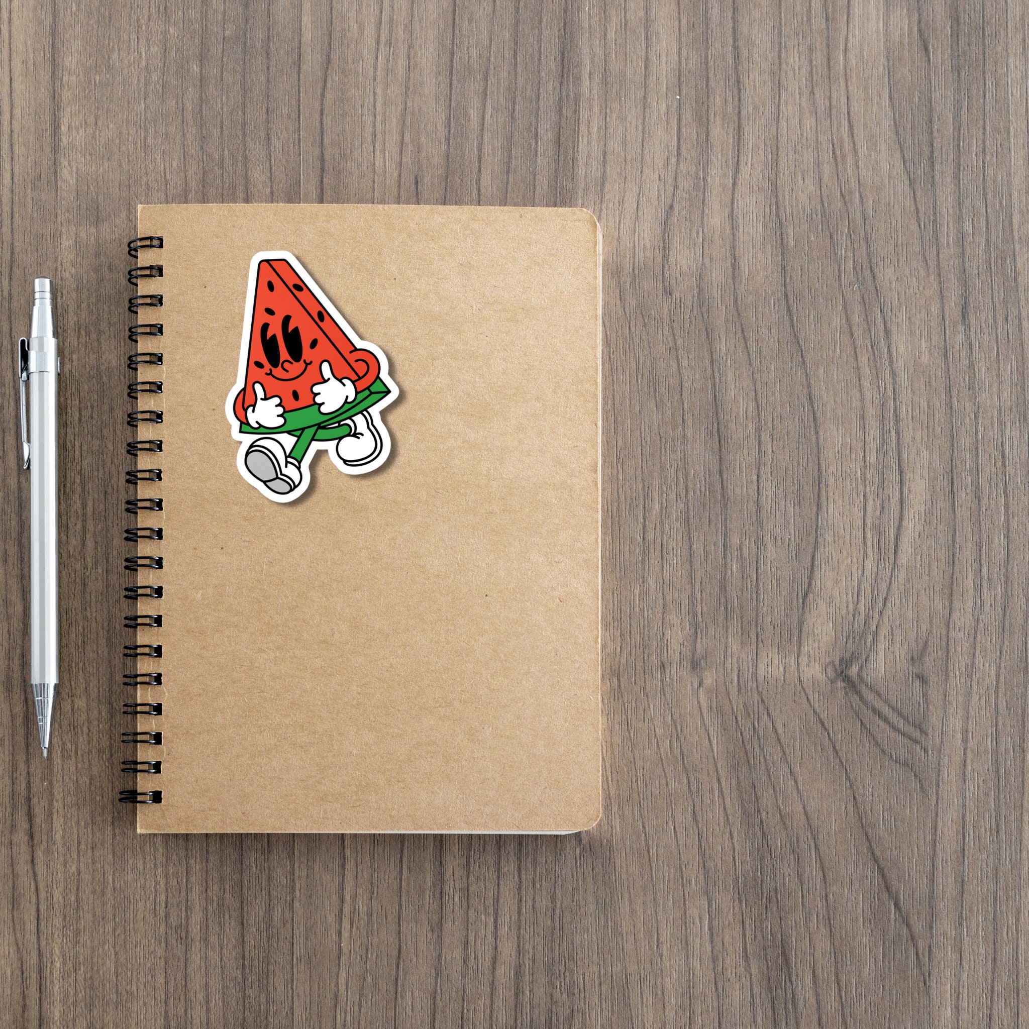 Retro Watermelon Slice Vinyl Sticker | Kawaii | Mascot Character Decal ...