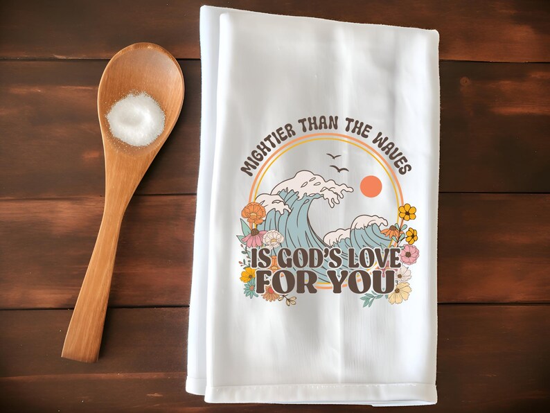 Mightier Than the Waves Christian Tea Towel Psalm Bible Verse Jesus ...