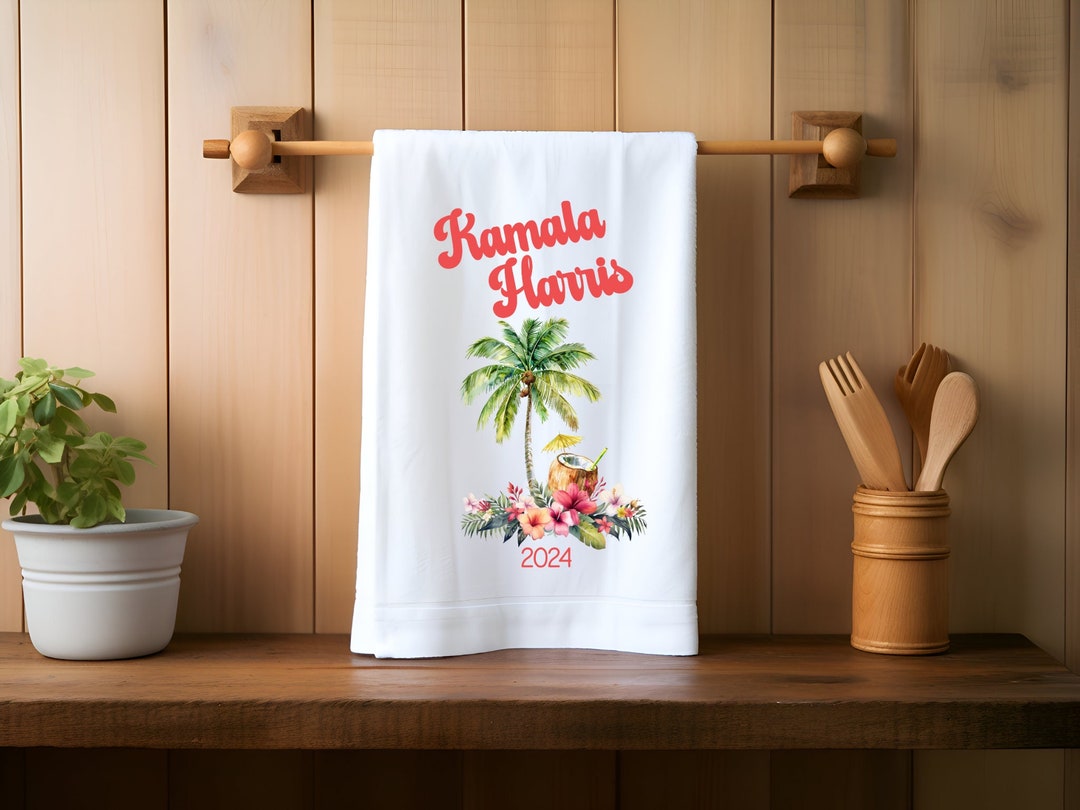 Kamala Harris Tea Towel Coconut Tree Democrat Gift Vote Blue Madame ...